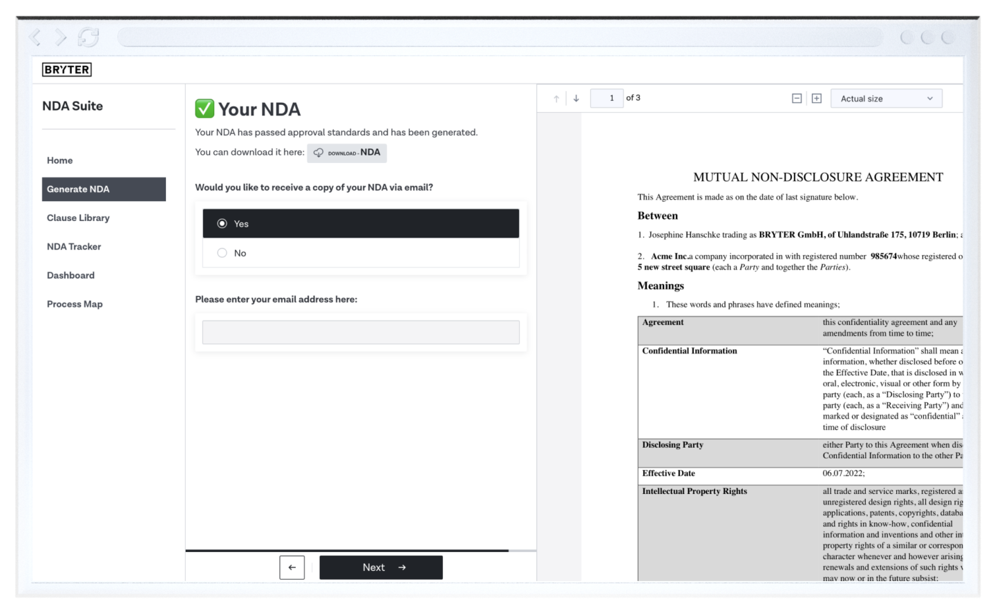 Automate Legal, Sales and Procurement NDAs | The BRYTER NDA Suite