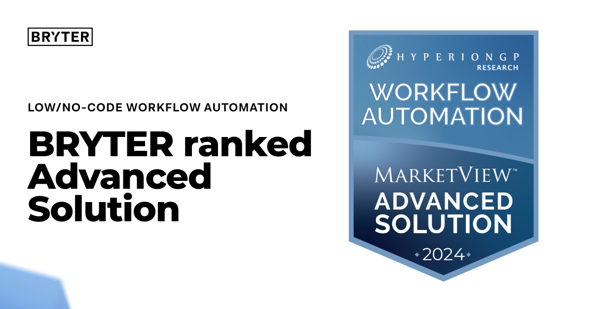 BRYTER is an Advanced Solution in new Hyperion Report on low/no code workflow automation - BRYTER